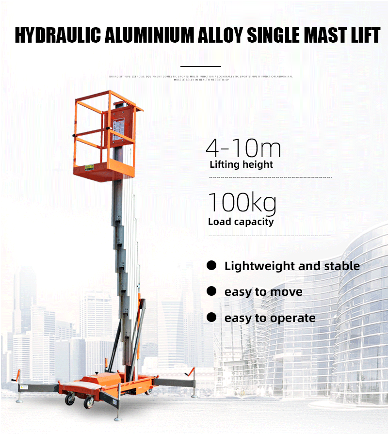 4-10m Telescopic Hydraulic Aluminum Single Mast Platform Lift - Tuhe lift